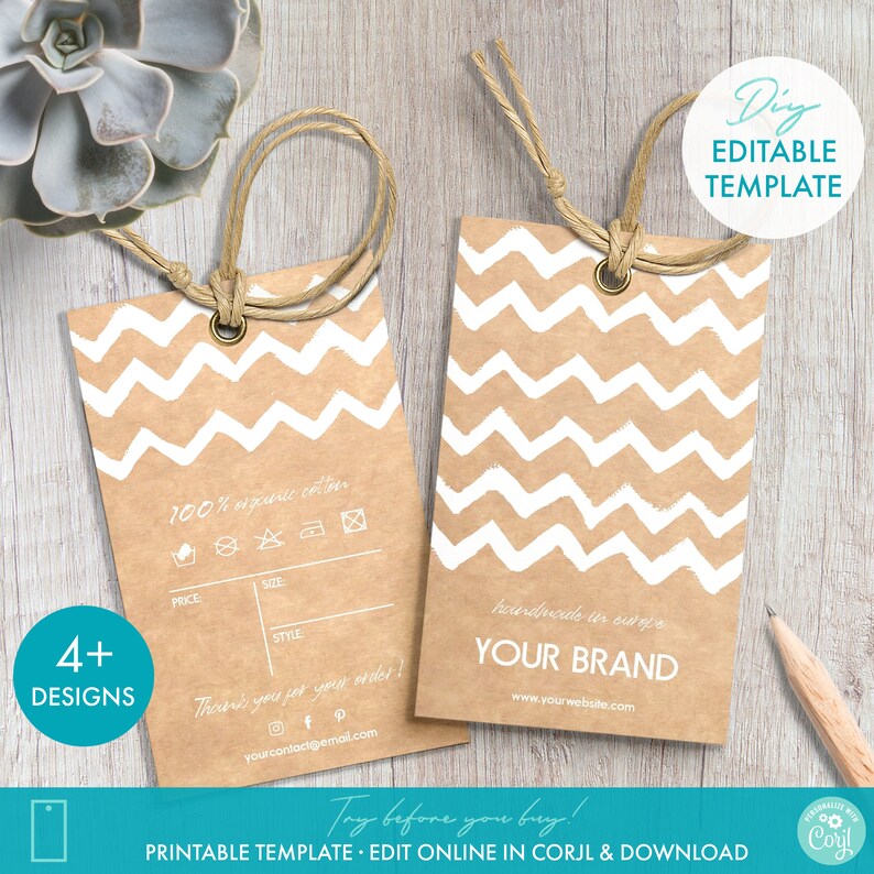 Feminine Clothing Tag Template Instant Download 4 Designs - Etsy