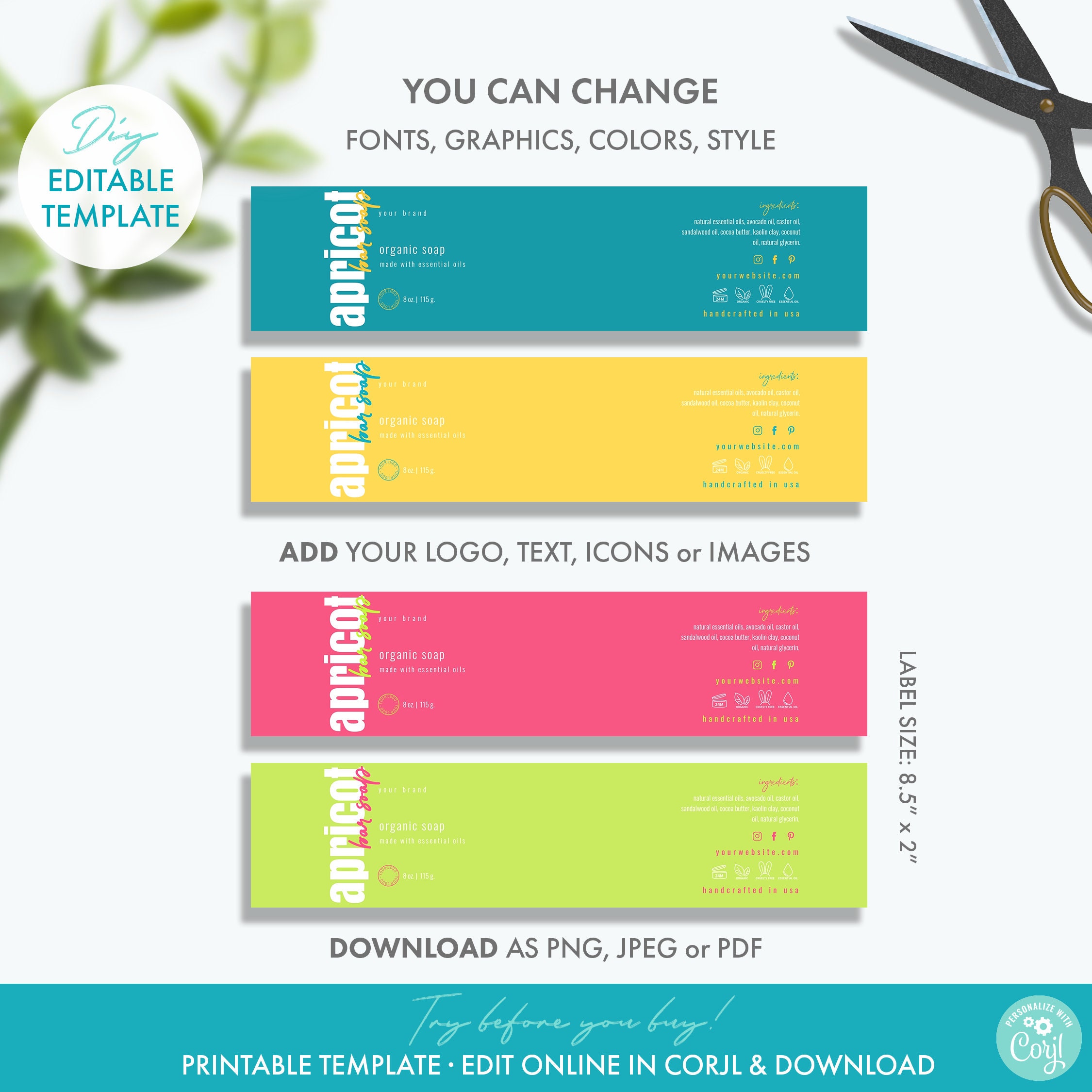 Editable Neon Bar Soap Label Template Printable Bold Soap - Etsy