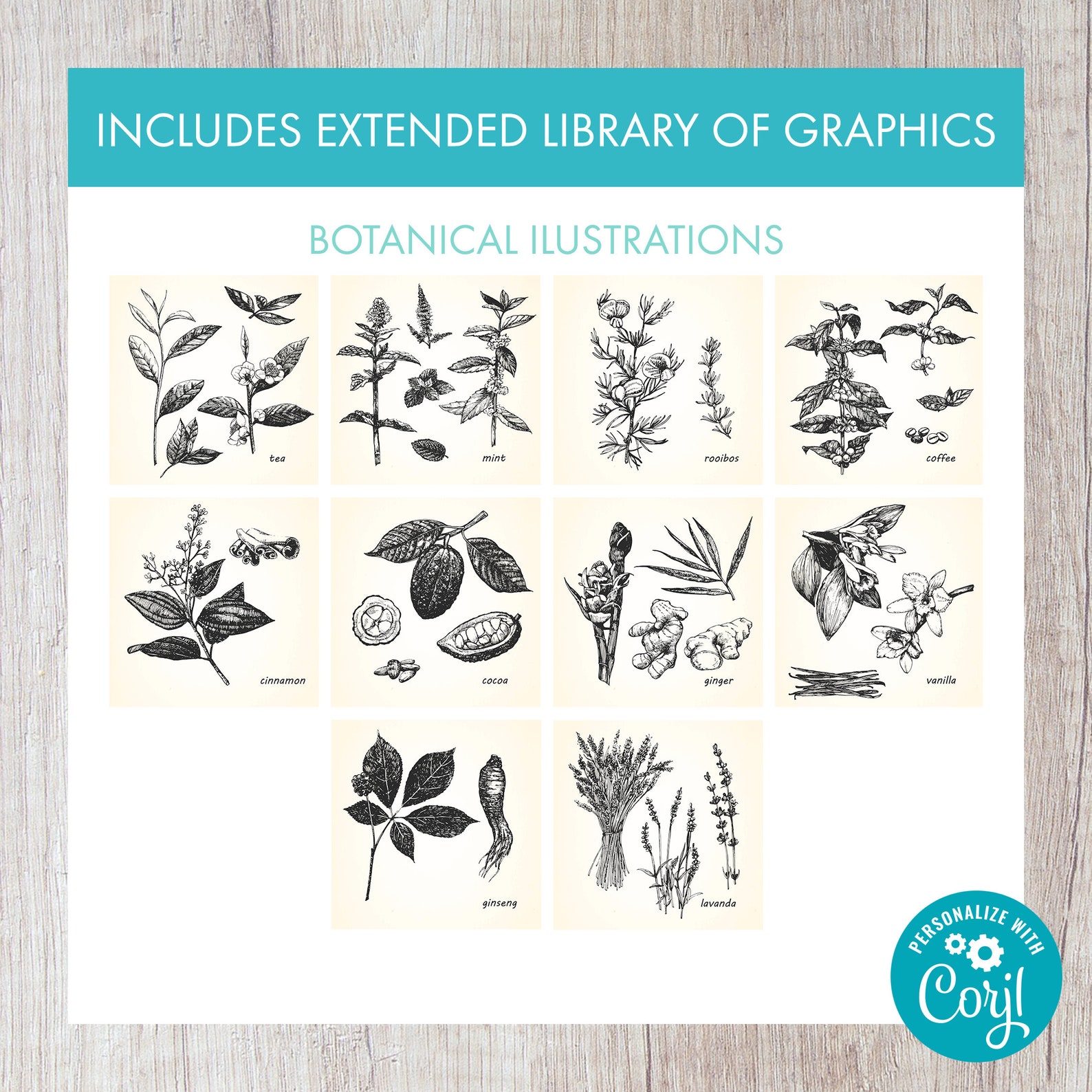 Editable Botanical Tea Label Template 3 Sizes Printable - Etsy