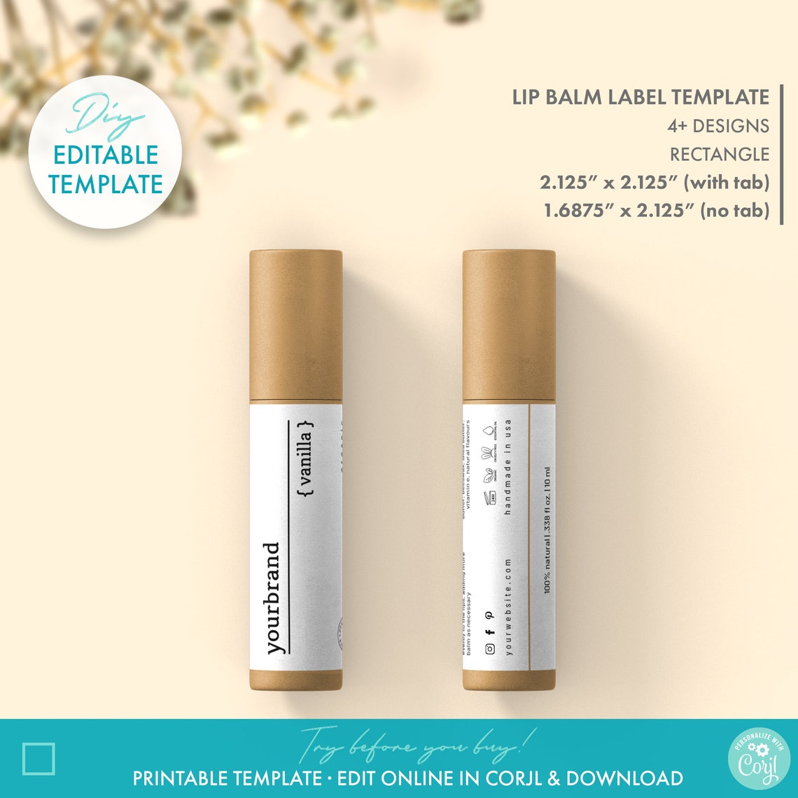 Editable Minimalist Lip Balm Label Template DIY Modern - Etsy Canada