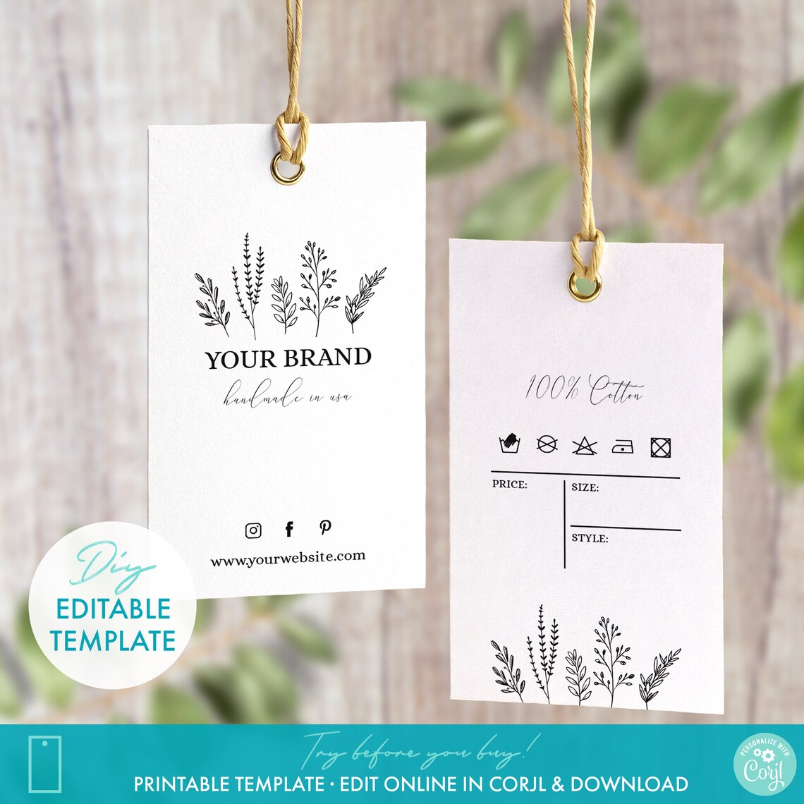 Printable Clothing Hang Tag Template 2 X 3.5 - Etsy