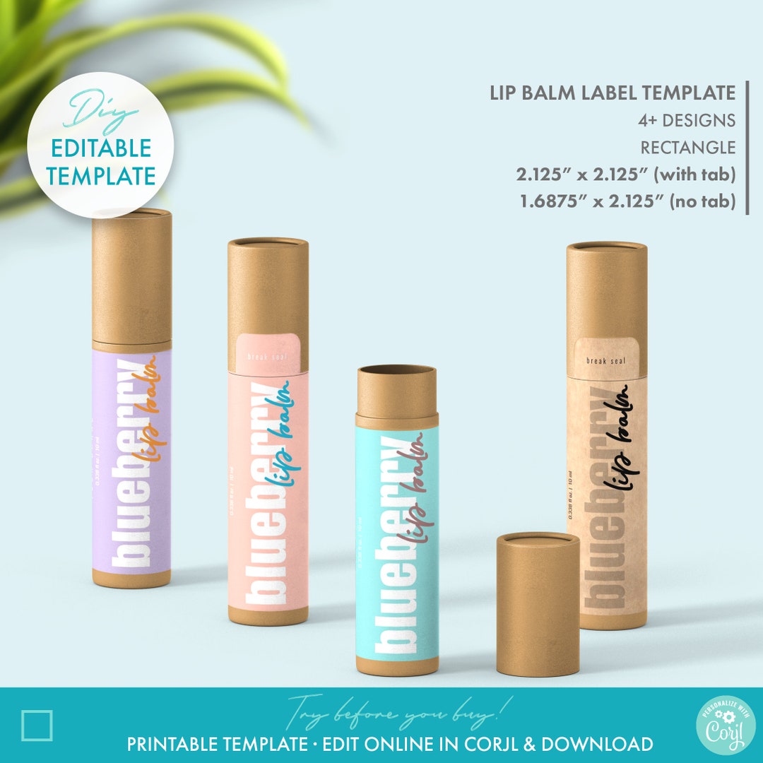Editable Pastel Chapstick Label Template, Printable Feminine Lip Balm ...