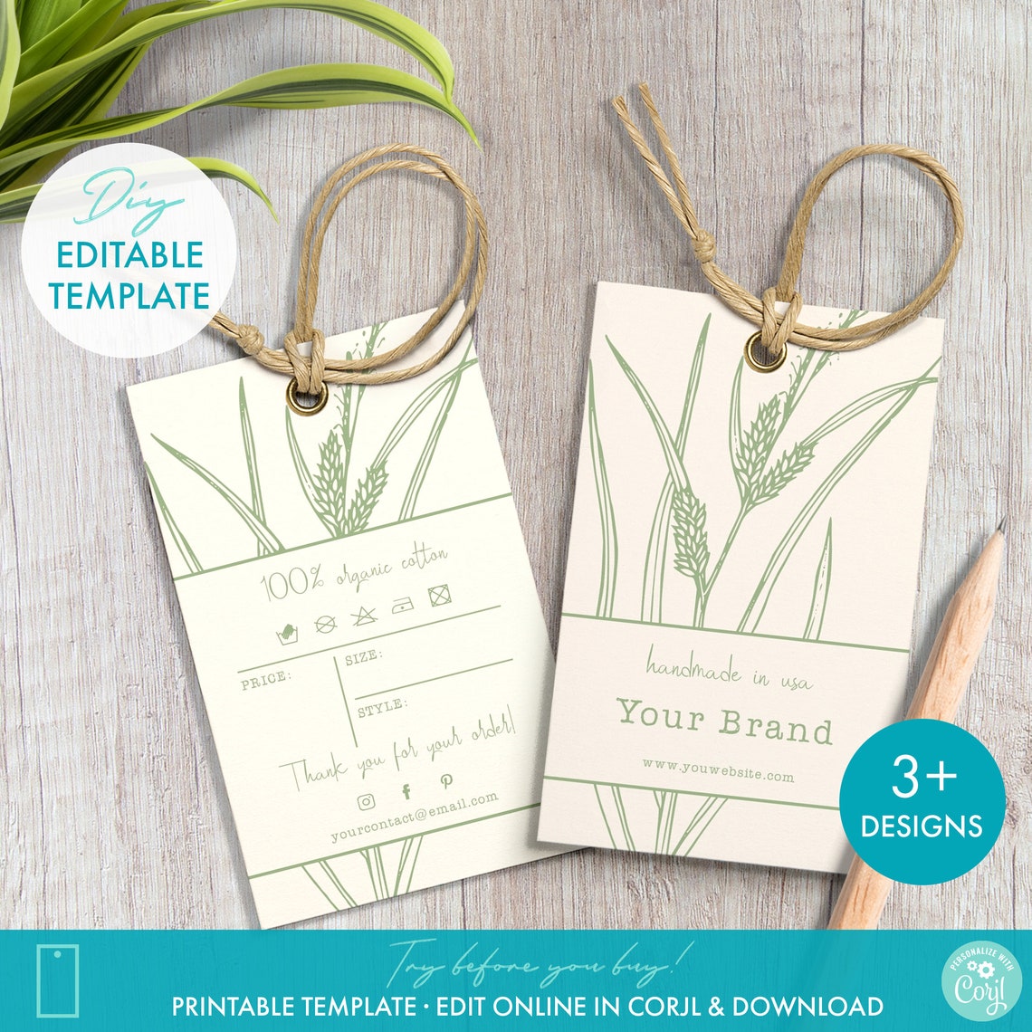 Editable Botanical Custom Price Tag Template 3 Designs - Etsy
