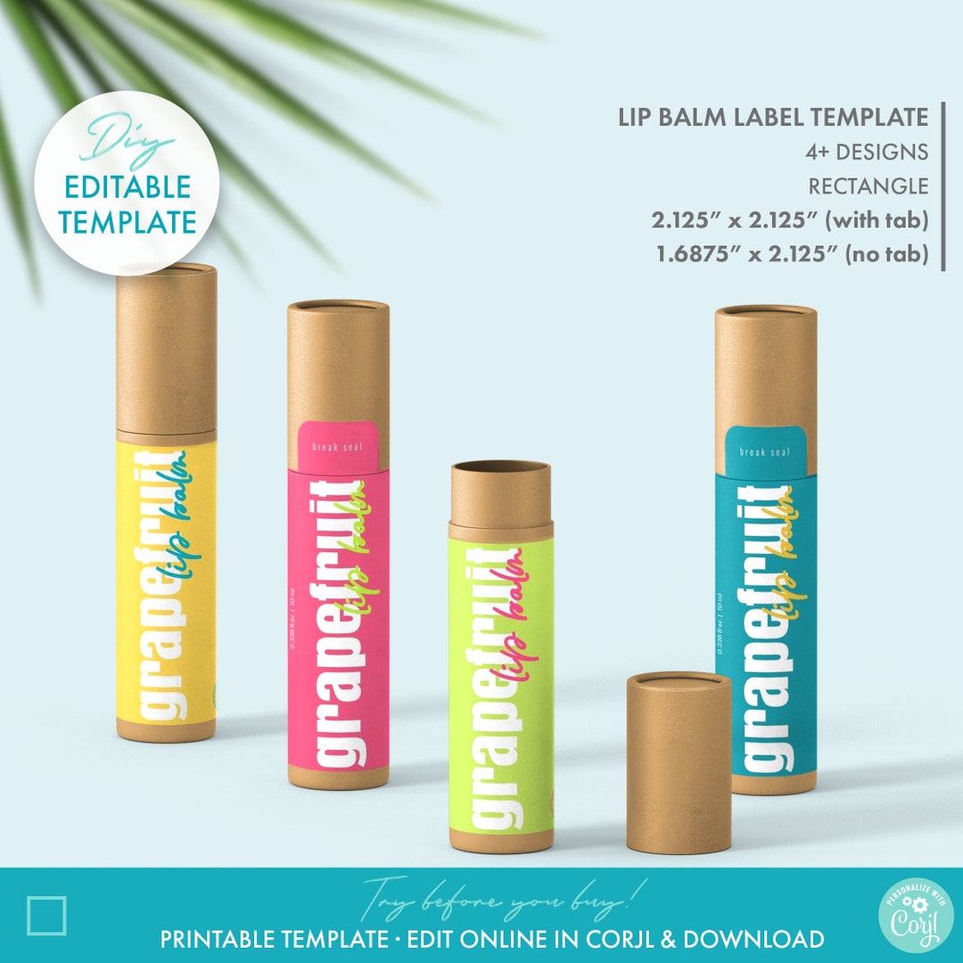 DIY Neon Lip Balm Tube Label Template, Printable Fun Chapstick Label ...