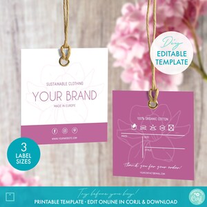 Printable Square Purple Custom Price Tag Template (3 Sizes) - Editable ...