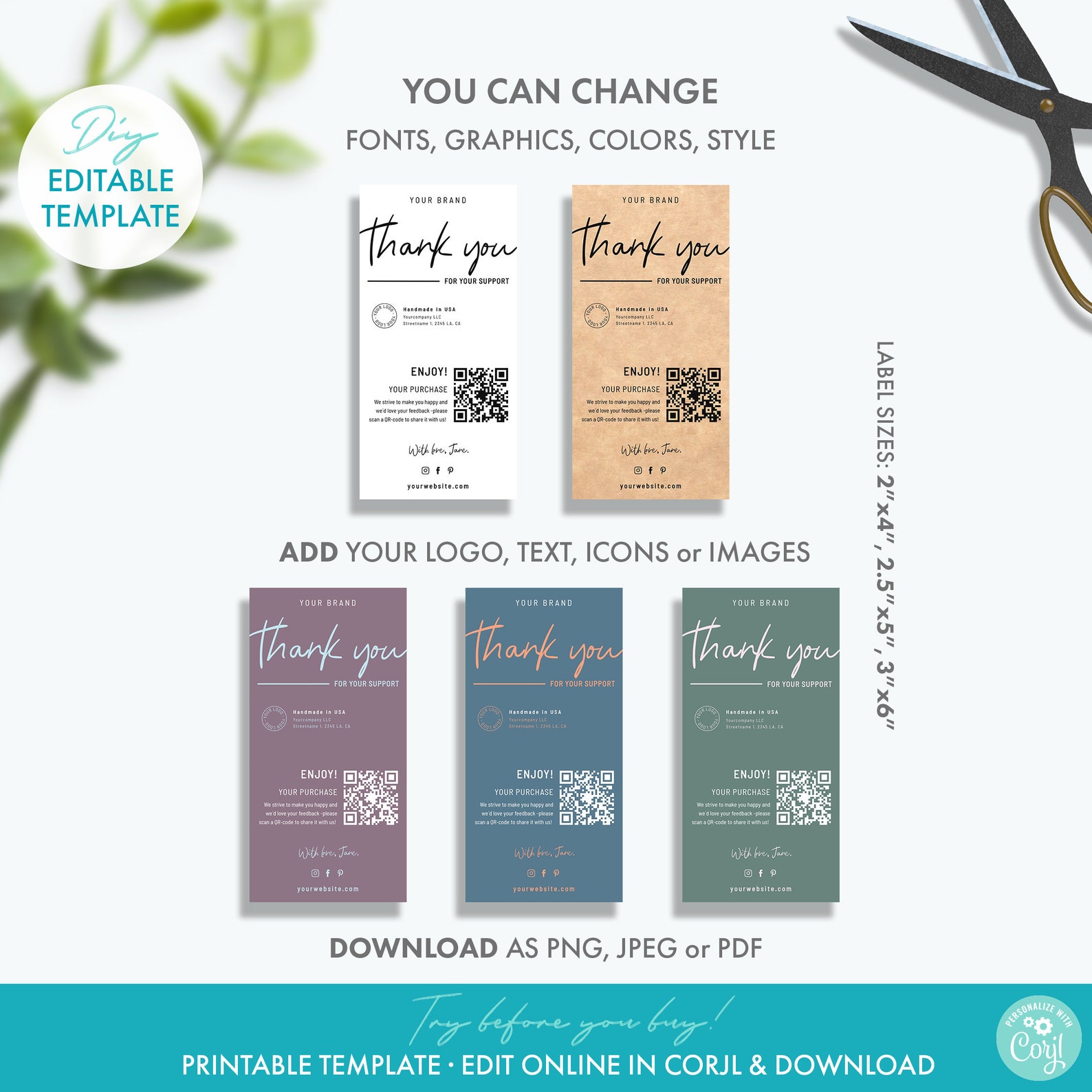 Editable Box Seal Sticker Template 3 Sizes Printable | Etsy