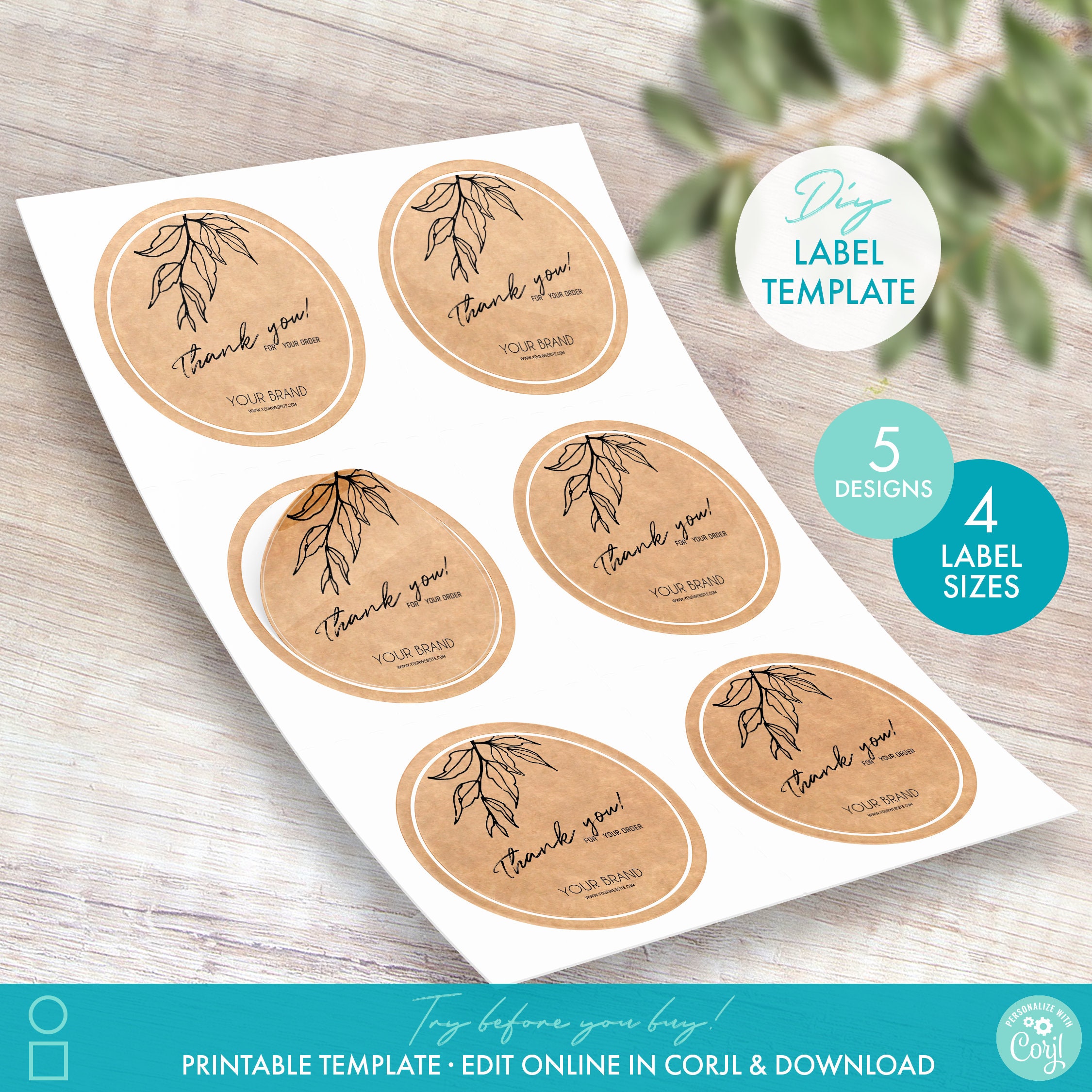 Editable Floral Round & Square Sticker Template 5 Designs - Etsy Nederland