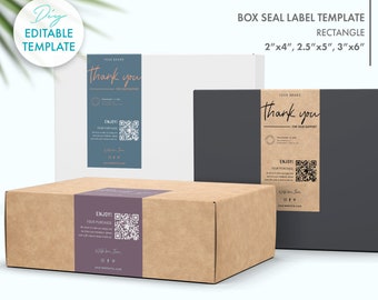 Editable Box Seal Sticker Template 3 Sizes Printable | Etsy