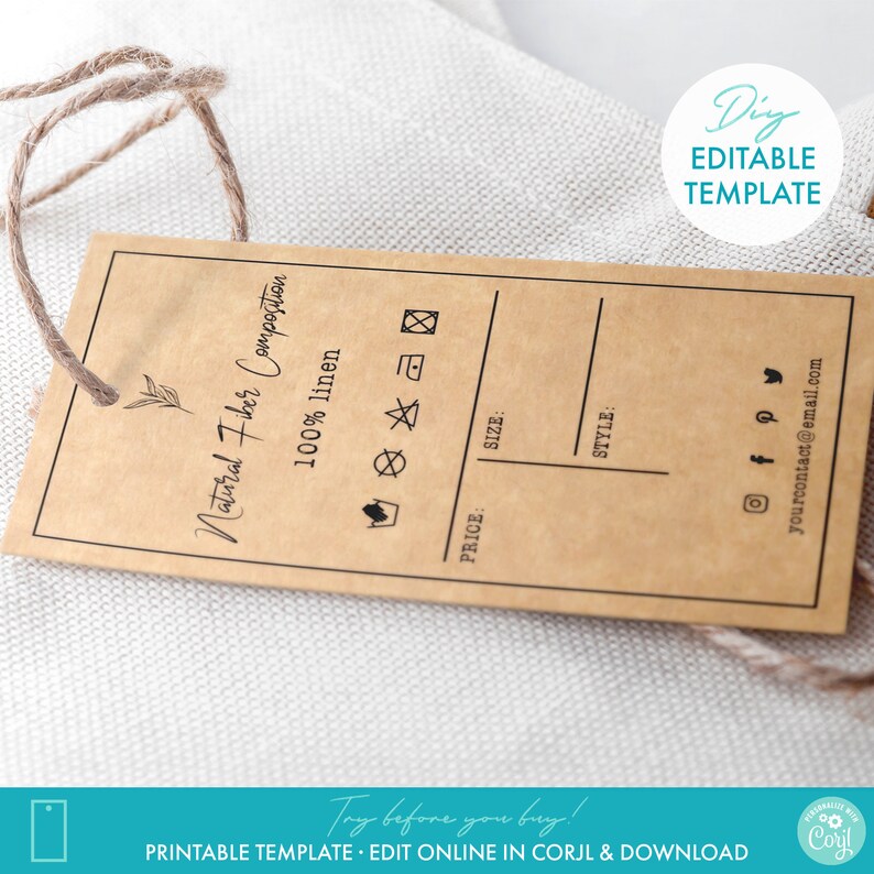 DIY Printable Clothing Hang Tag Template 2x3.5 | Etsy
