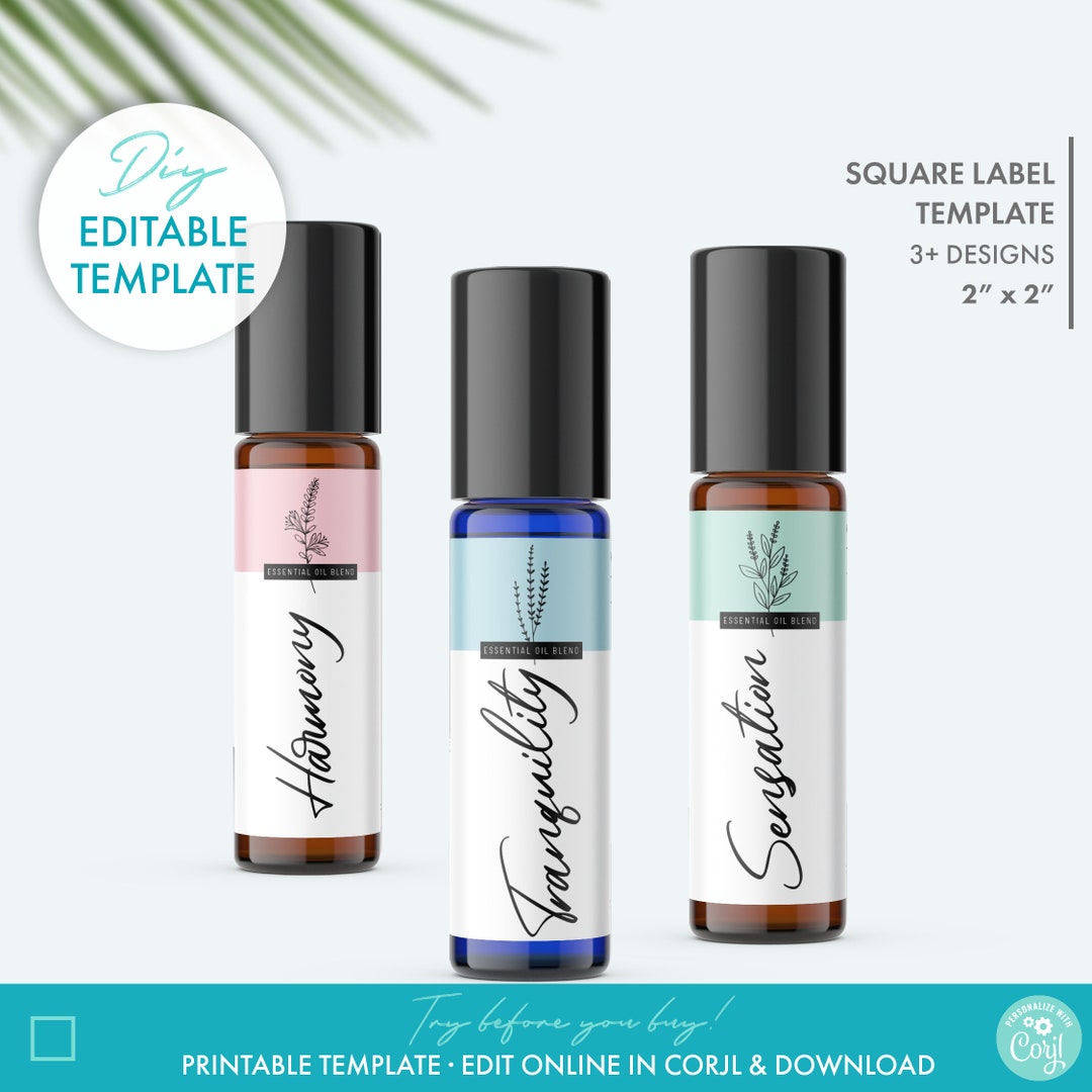 Printable Floral Minimal Roller Bottle Label Template, Editable 10ml ...