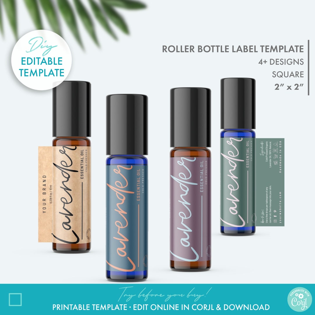 DIY Elegant Essential Oil Label Template 4 Designs Editable 10 Ml ...