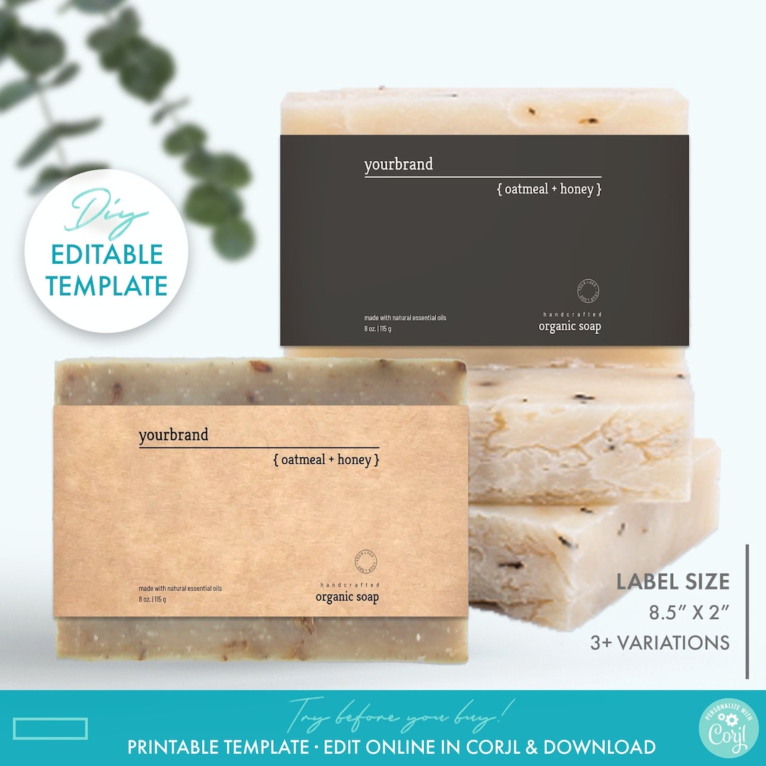 DIY Minimalist Soap Label Template Editable Bar Soap Packaging Template ...