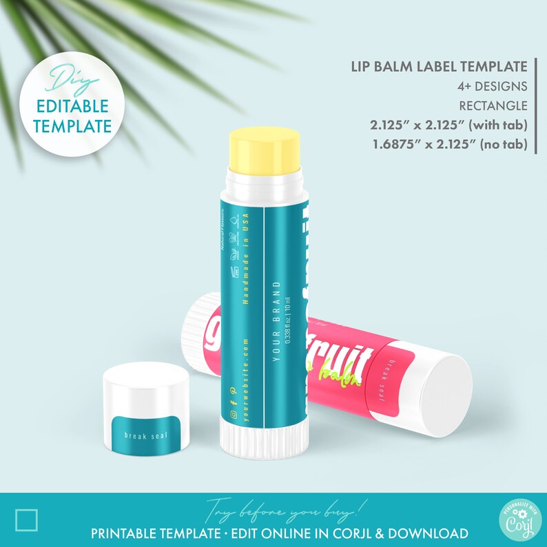 DIY Neon Lip Balm Tube Label Template Printable Fun Chapstick - Etsy