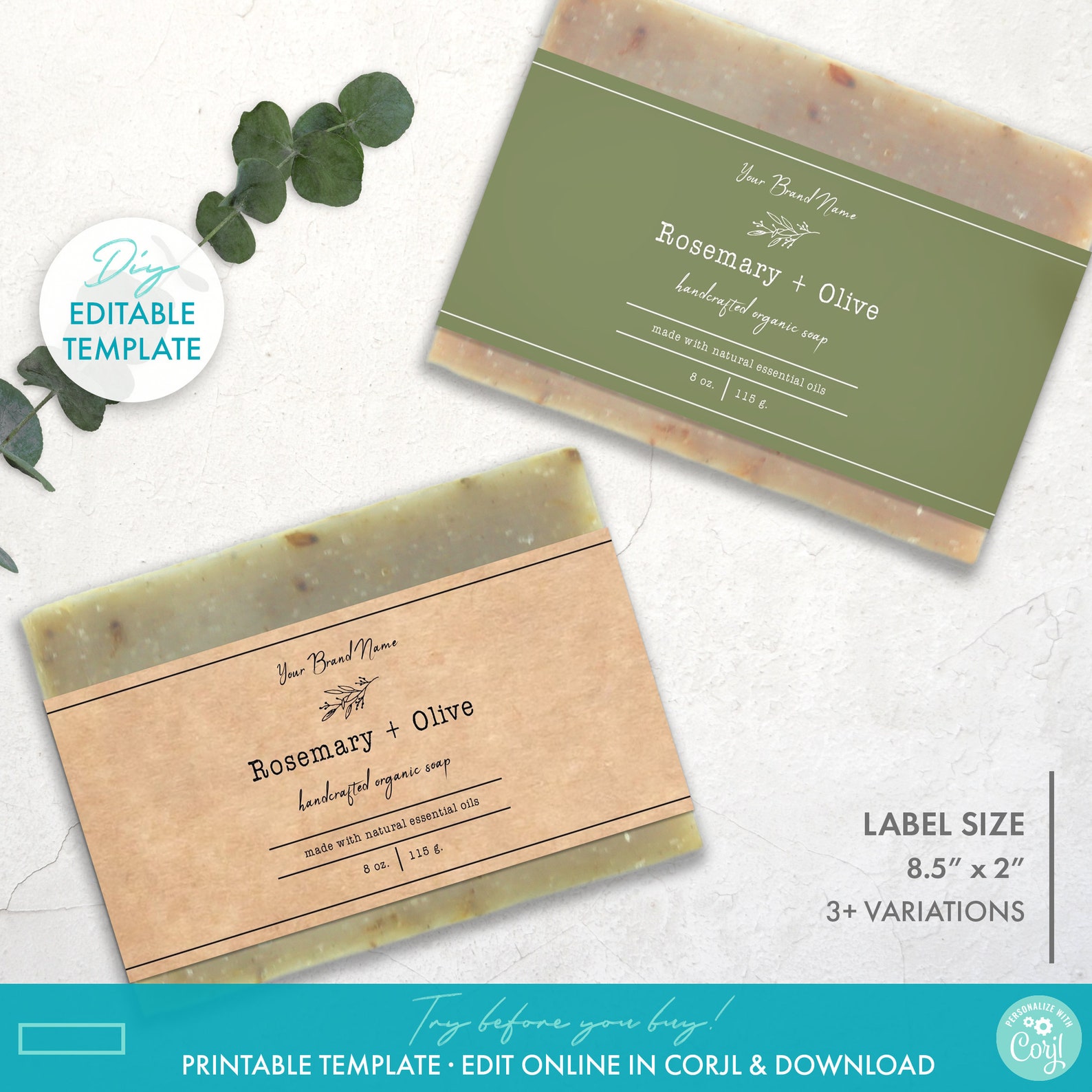 DIY Floral Rustic Soap Label Template Editable Minimal Bar | Etsy