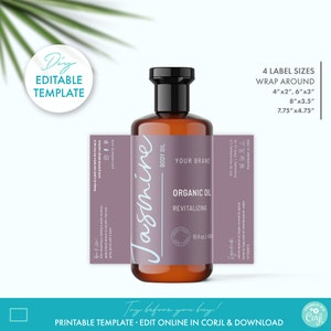 Printable Body Product Bottle Label Template (4 Sizes) - DIY Elegant ...