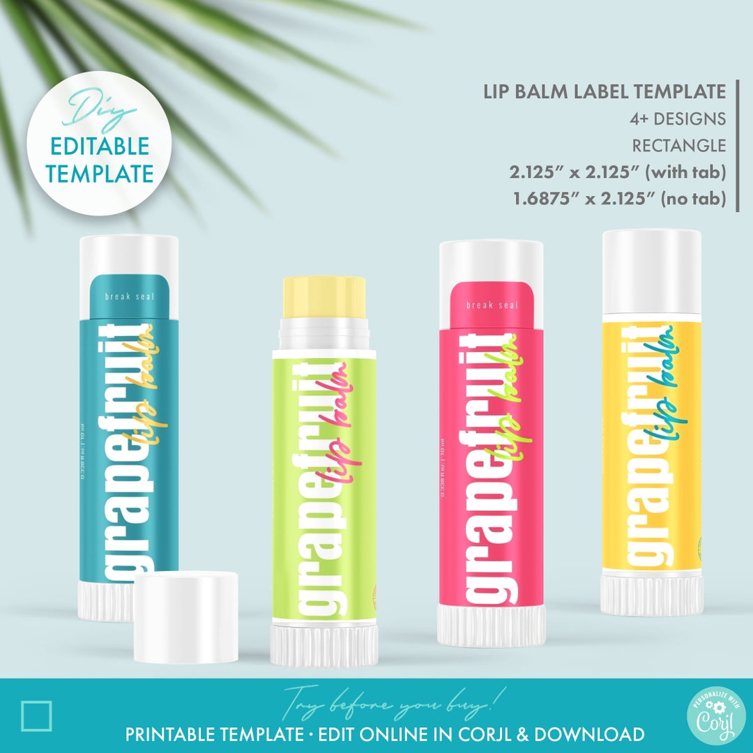 Neon Editable Lip Balm Label Template - Printable Fun Chapstick Label ...