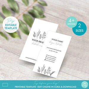 Editable Floral Business Card Template (4 Designs) - Printable Custom ...