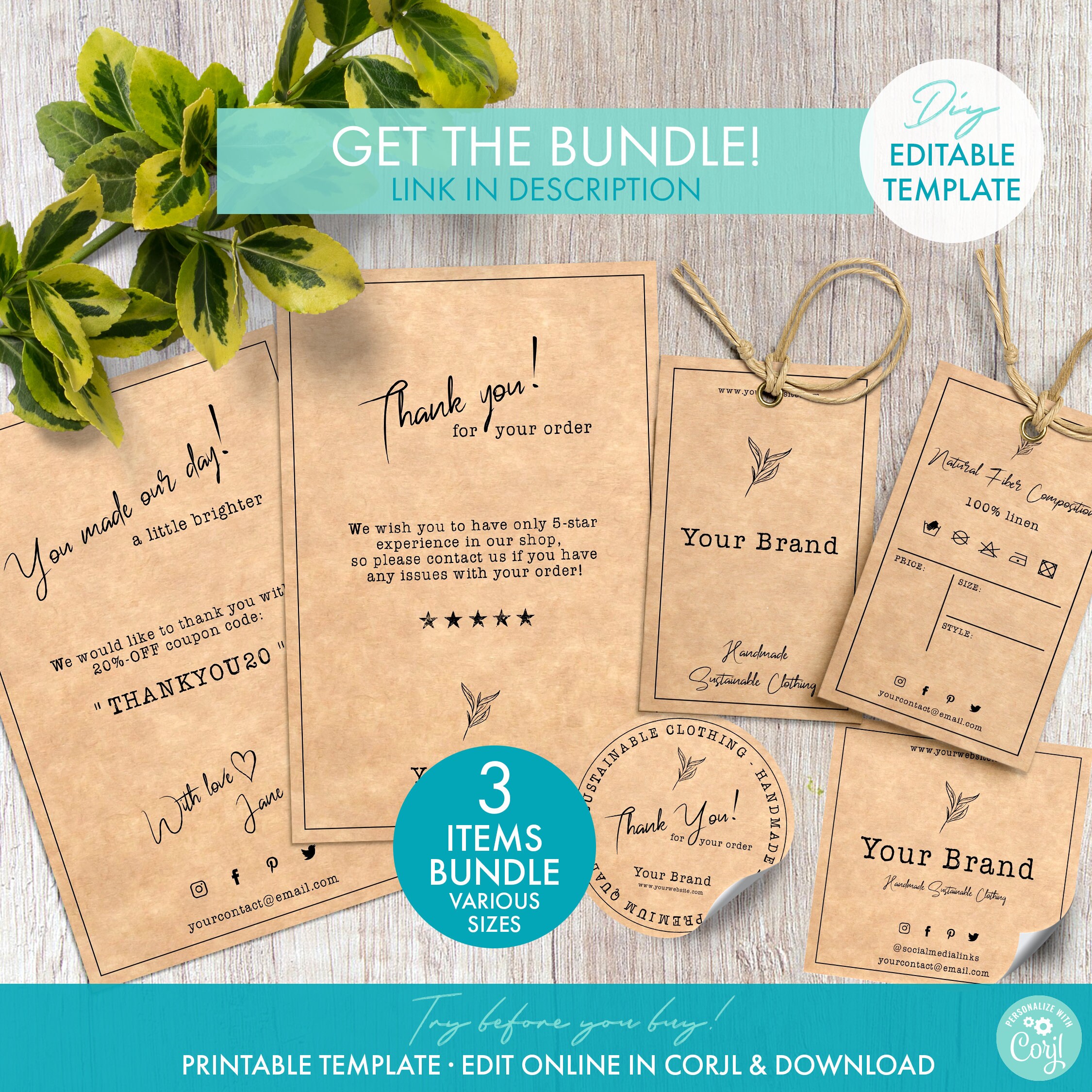 Editable Order Thank You Card Template Printable Floral - Etsy