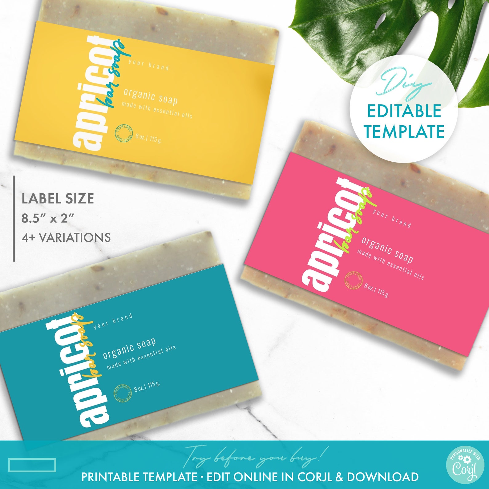 Printable Neon Bar Soap Label Template DIY Editable Bold Soap | Etsy