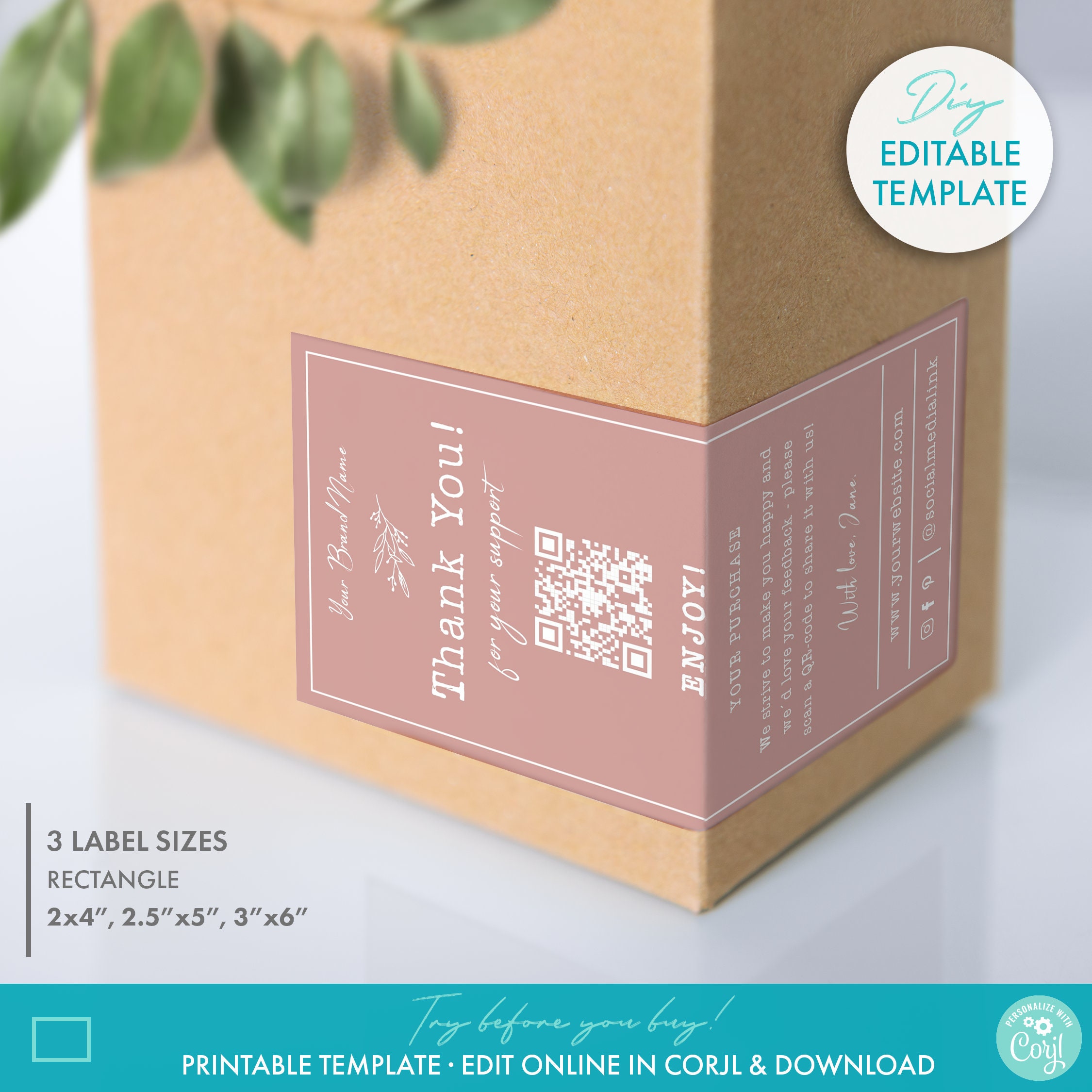 Printable Floral Box Seal Sticker Template W/ Qr-code Review - Etsy UK