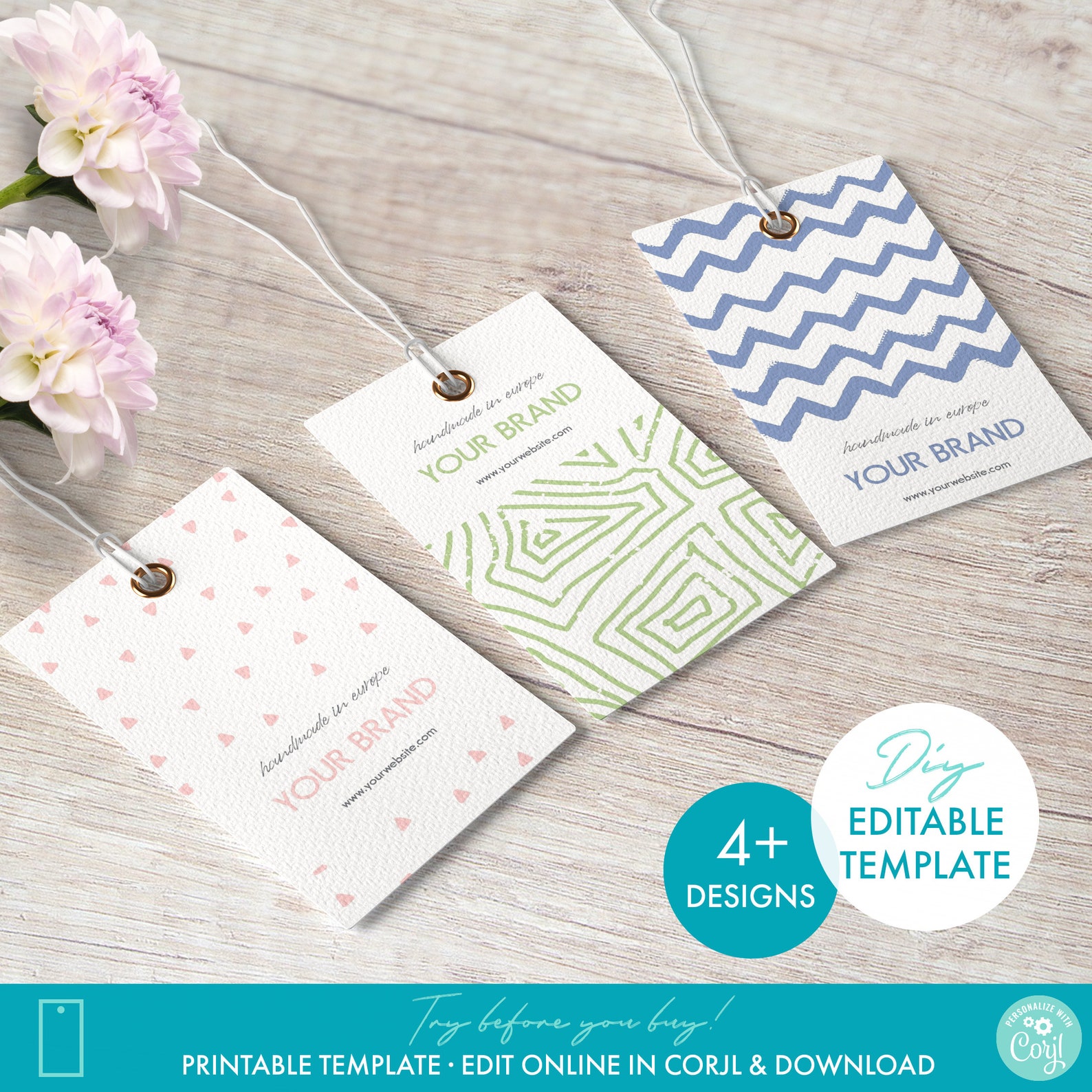 DIY Printable Clothing Hang Tag Template 4 Designs 2 | Etsy