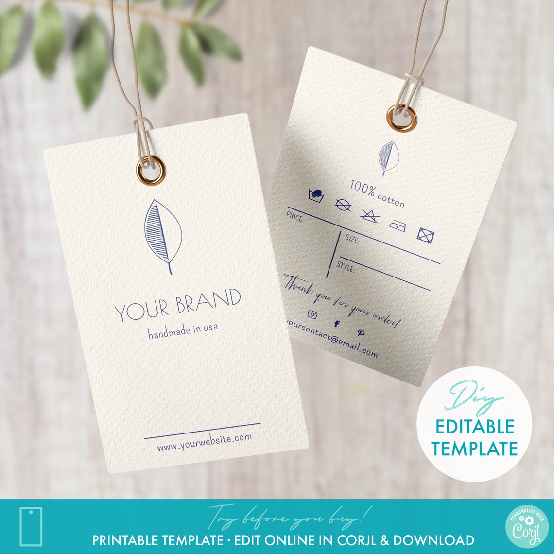 DIY Printable Clothing Hang Tag Template 2 X 3.5 | Etsy
