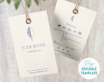 DIY Printable Clothing Hang Tag Template 2 x 3.5 | Etsy