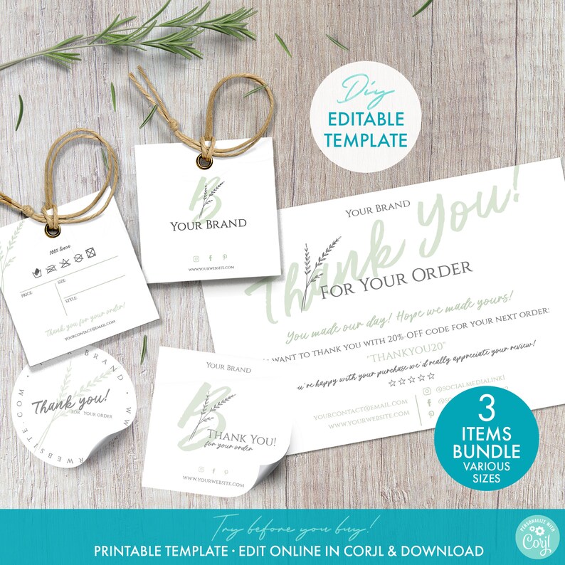 Printable Clothing Labels Branding Bundle Template 3 Items - Etsy