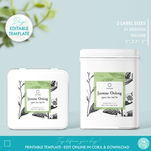 Editable Tea Packaging Label Template (3 Sizes) - DIY Printable Tea ...