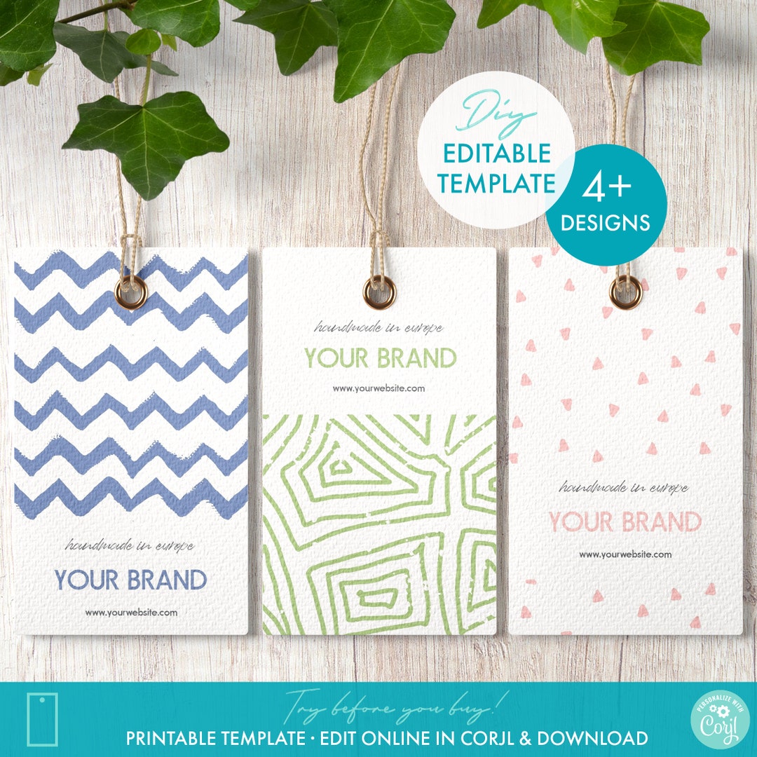 Editable Minimalist Clothing Hang Tag Template (4+ Designs ...