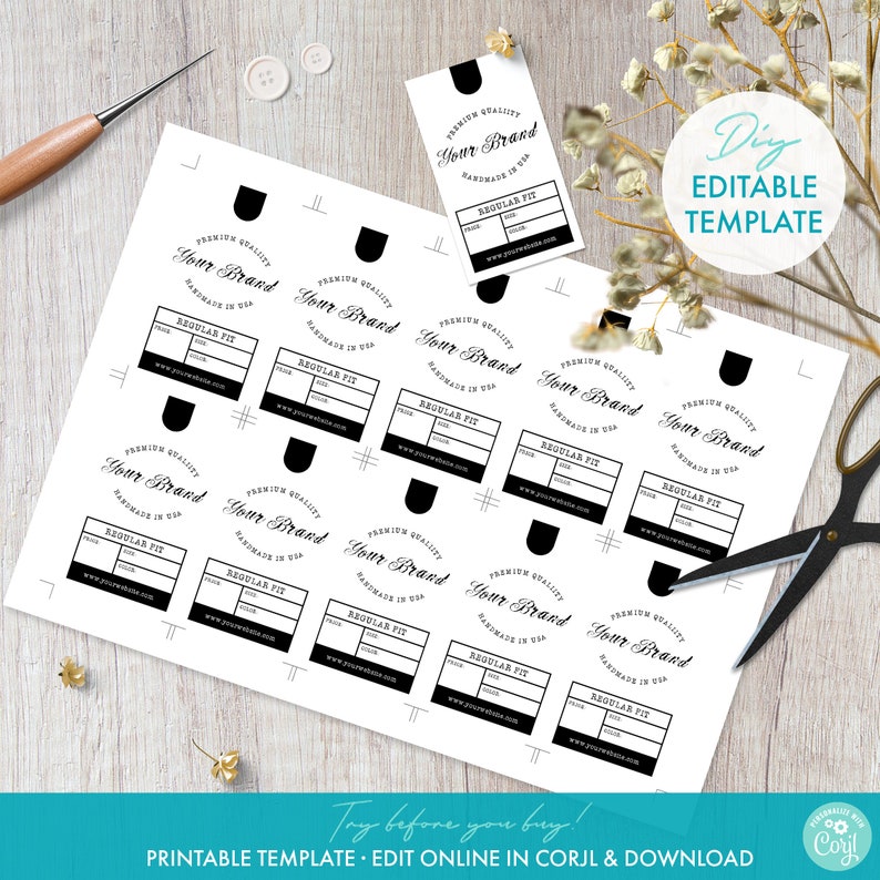 Printable DIY Custom Price Tags Retro Style Template 2 X - Etsy