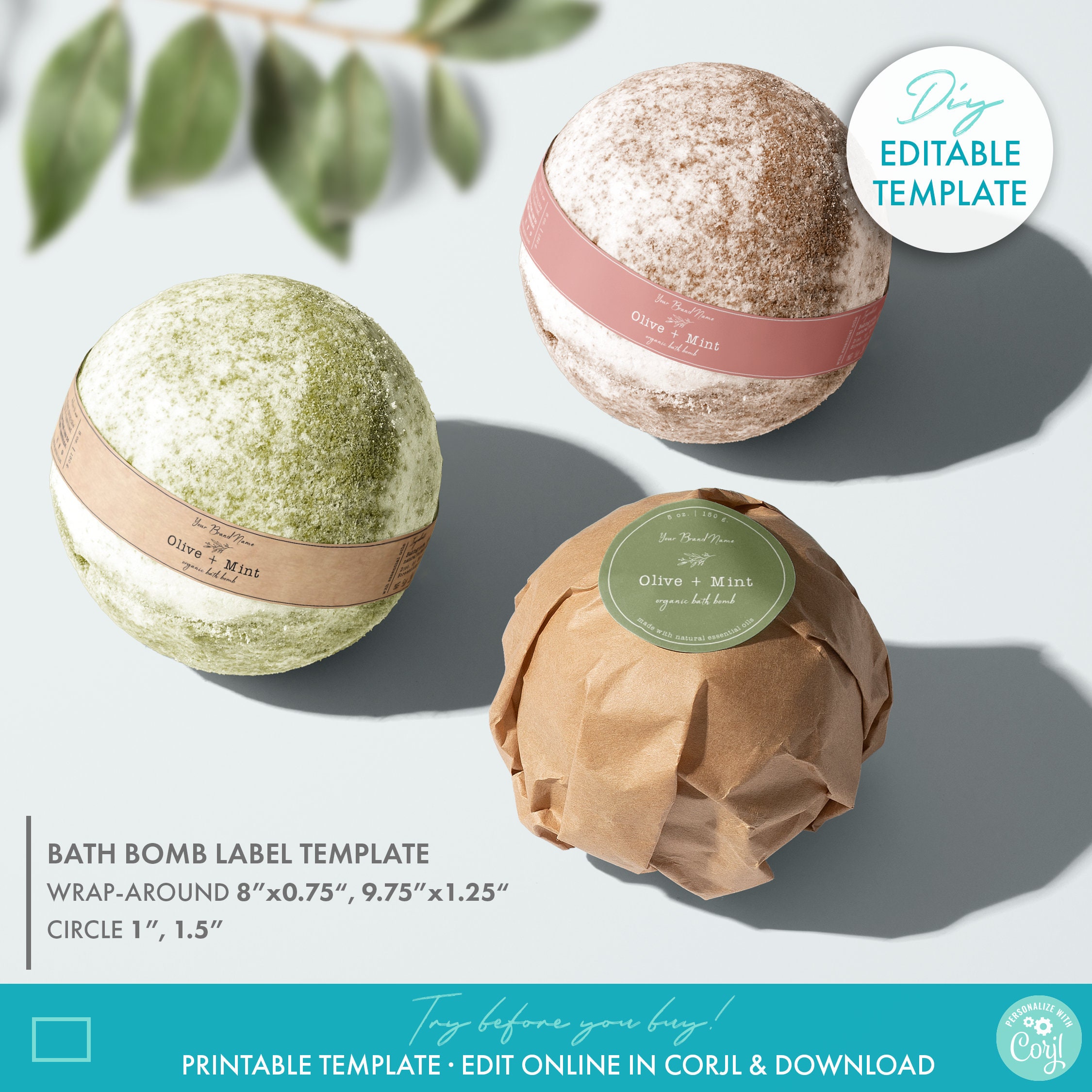 DIY Floral Rustic Bath Bomb Label Template 5 Sizes - Etsy