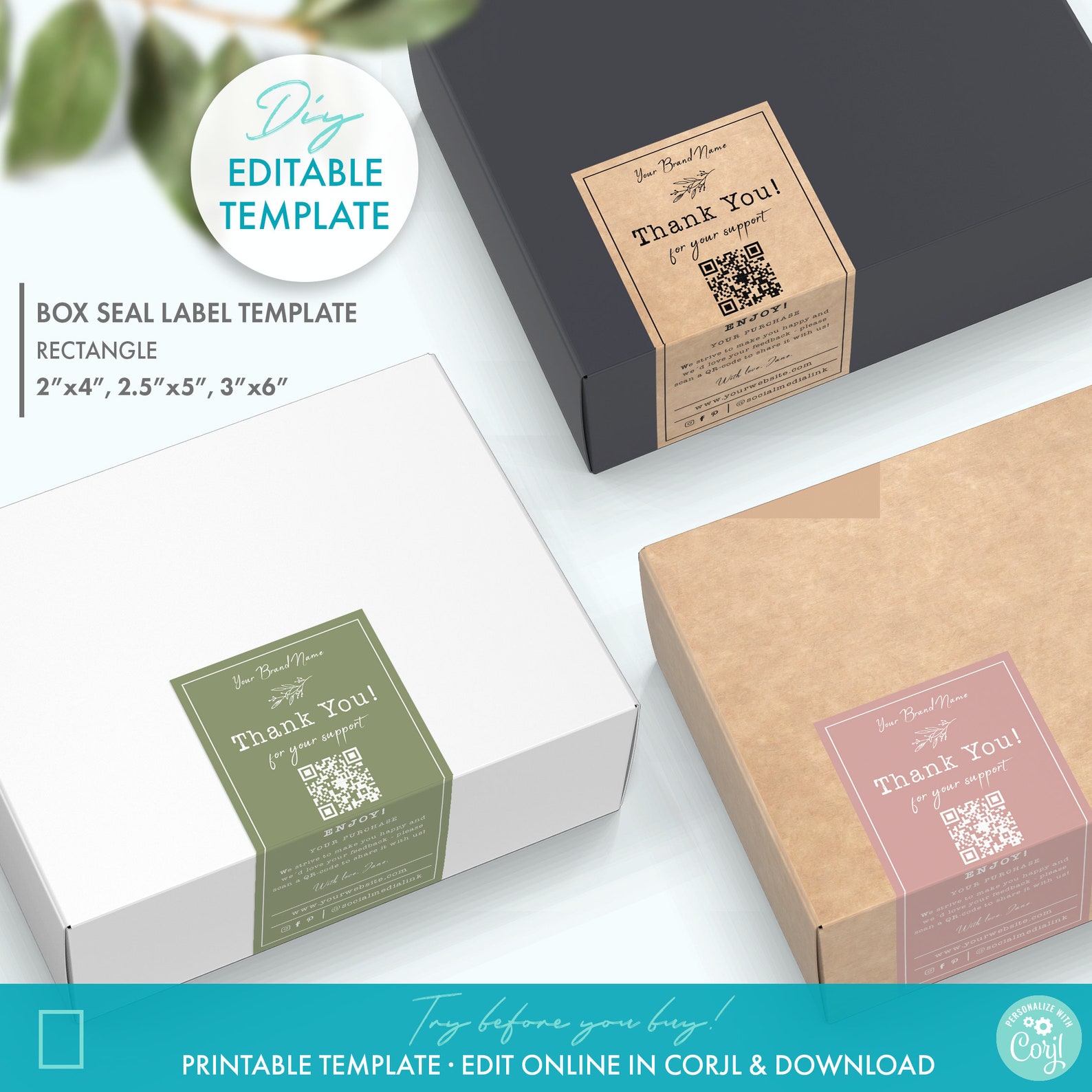 Printable Floral Box Seal Sticker Template W/ Qr-code Review | Etsy