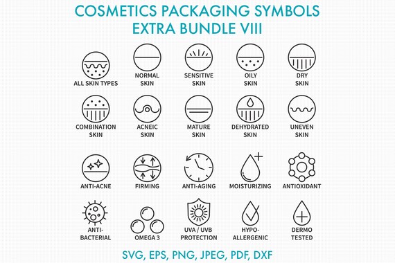 Cosmetics Packaging Skin Icons SVG Bundle VIII Skin Types - Etsy Australia