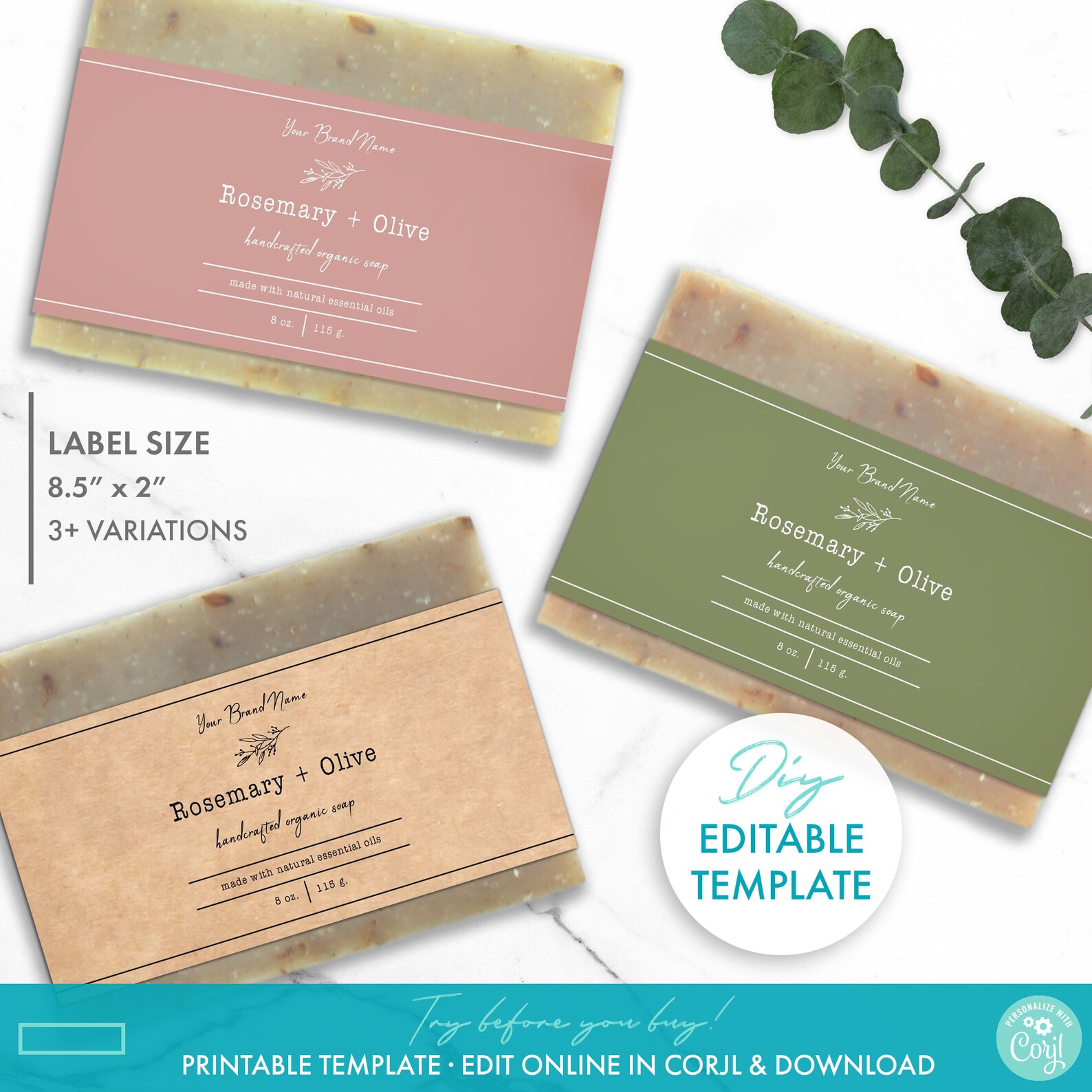 DIY Floral Rustic Soap Label Template Editable Minimal Bar | Etsy