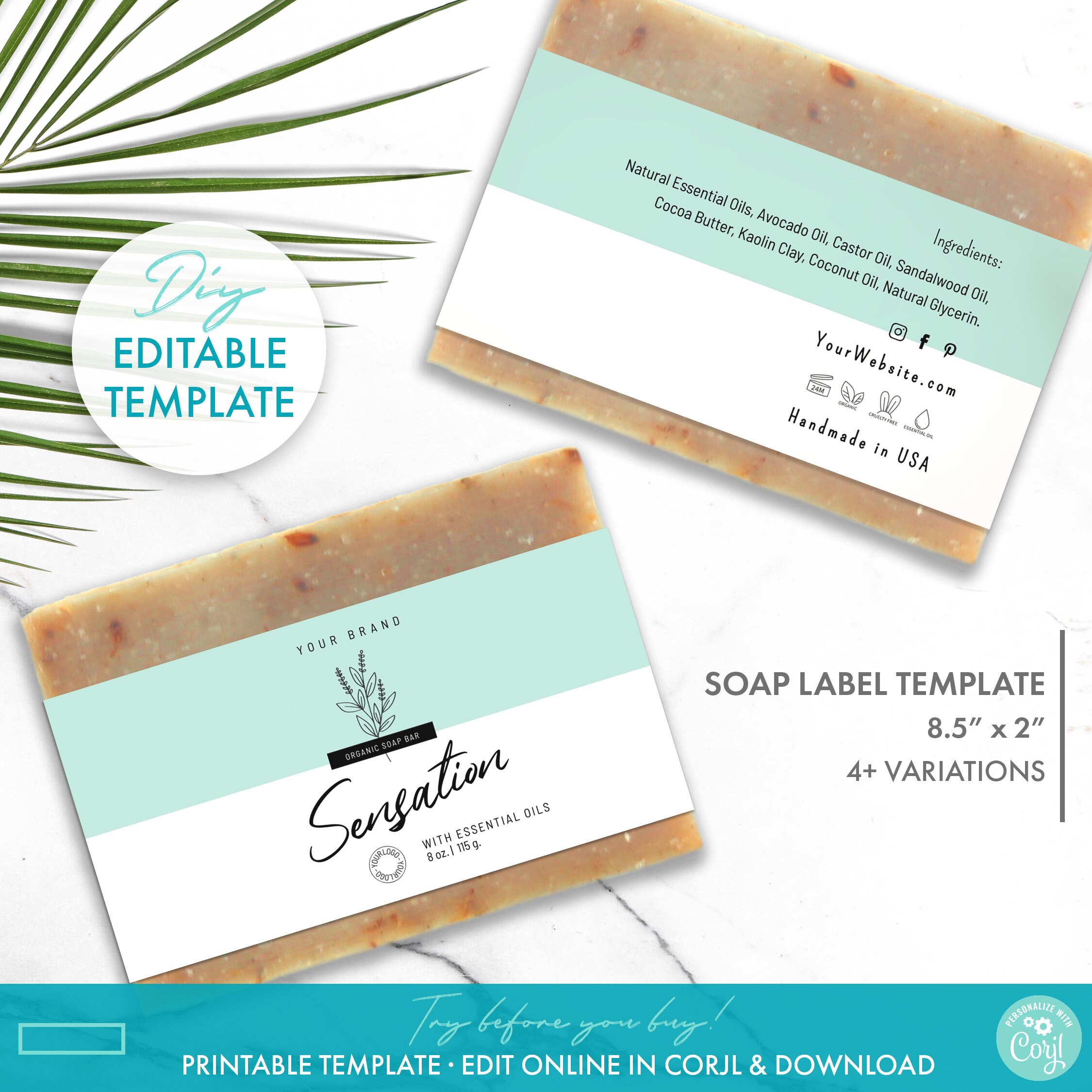Printable Floral Bar Soap Label Template Editable Elegant - Etsy