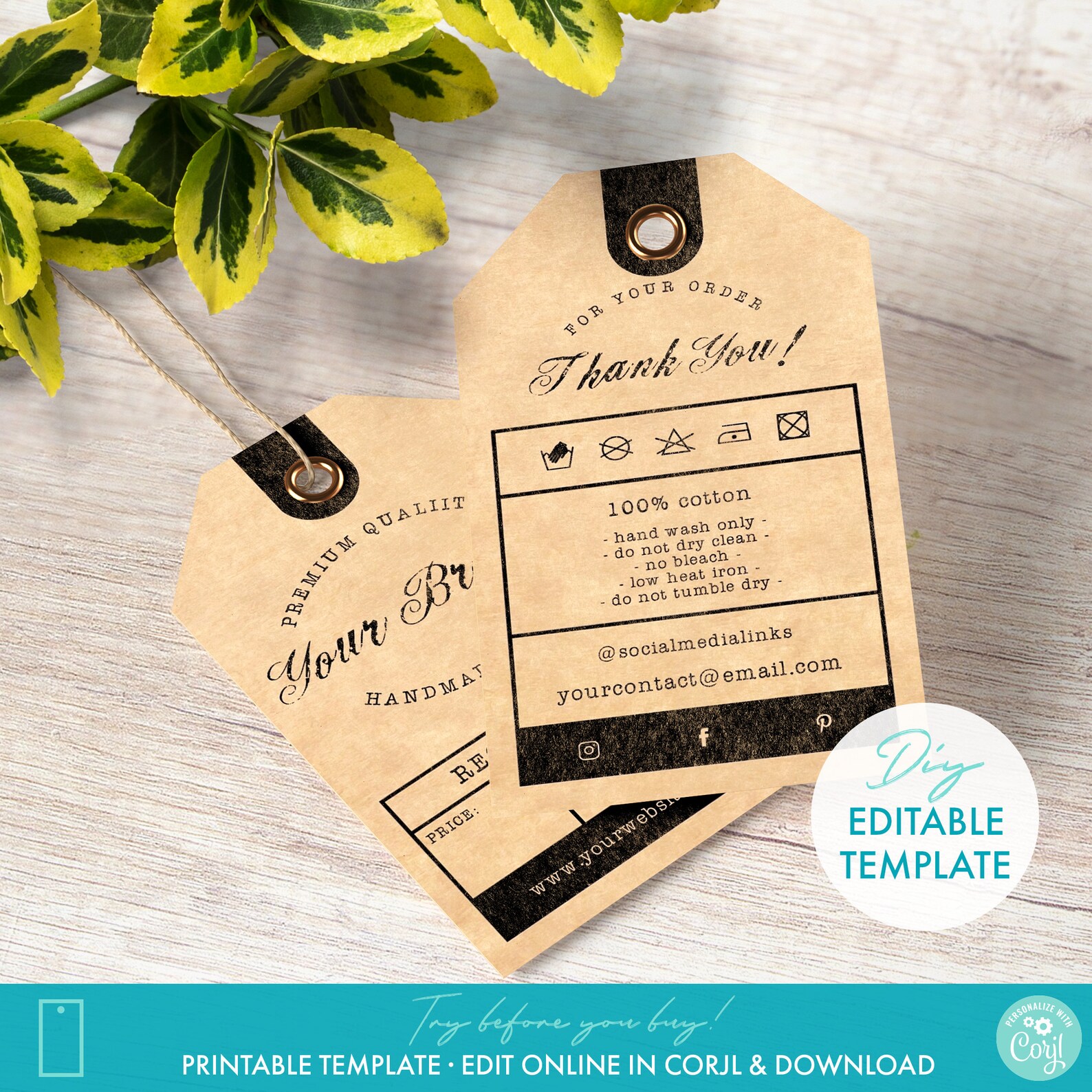 Printable DIY Custom Price Tags Retro Style Template 2 X - Etsy