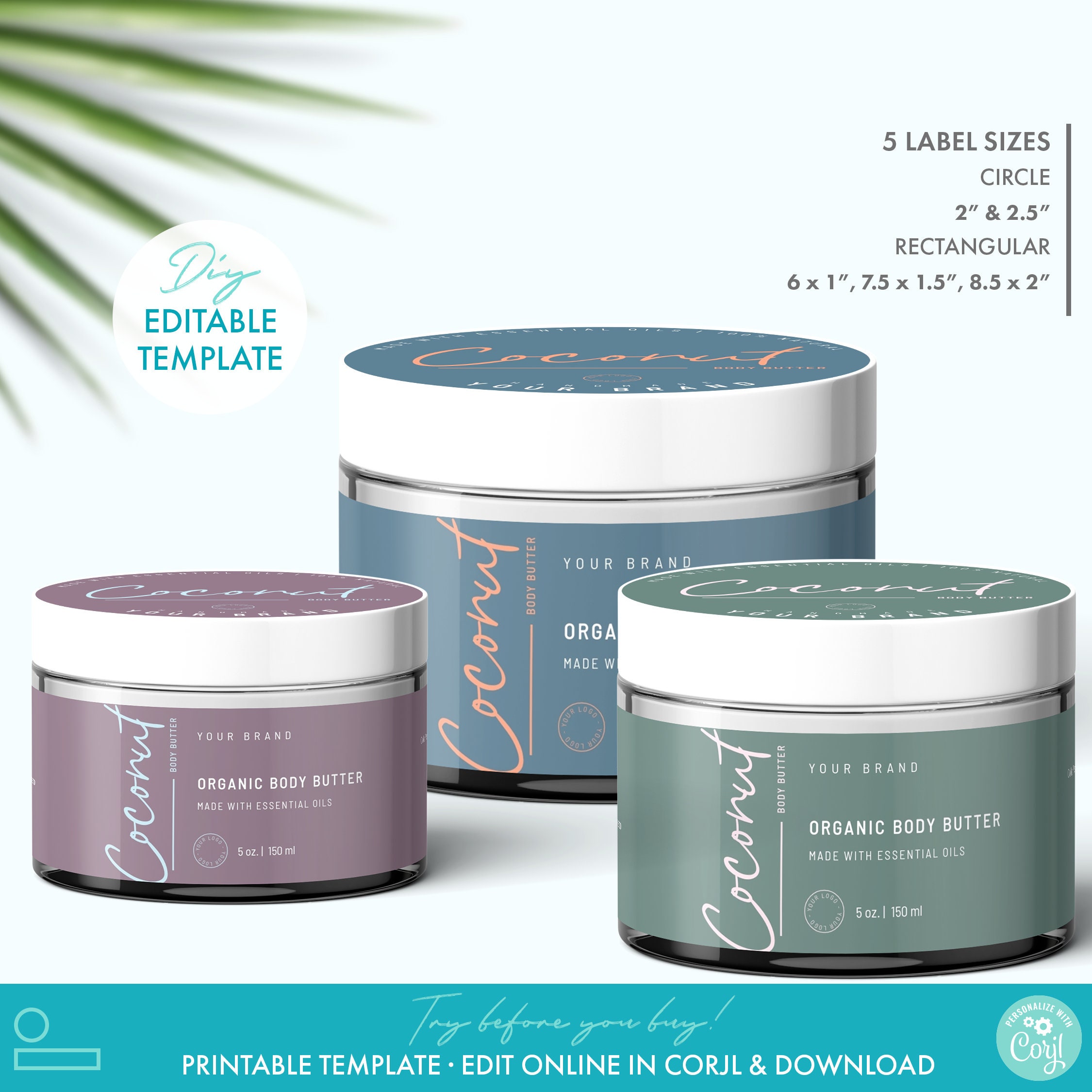 Elegant Editable Body Product Jar Label Template 5 Sizes - Etsy Canada