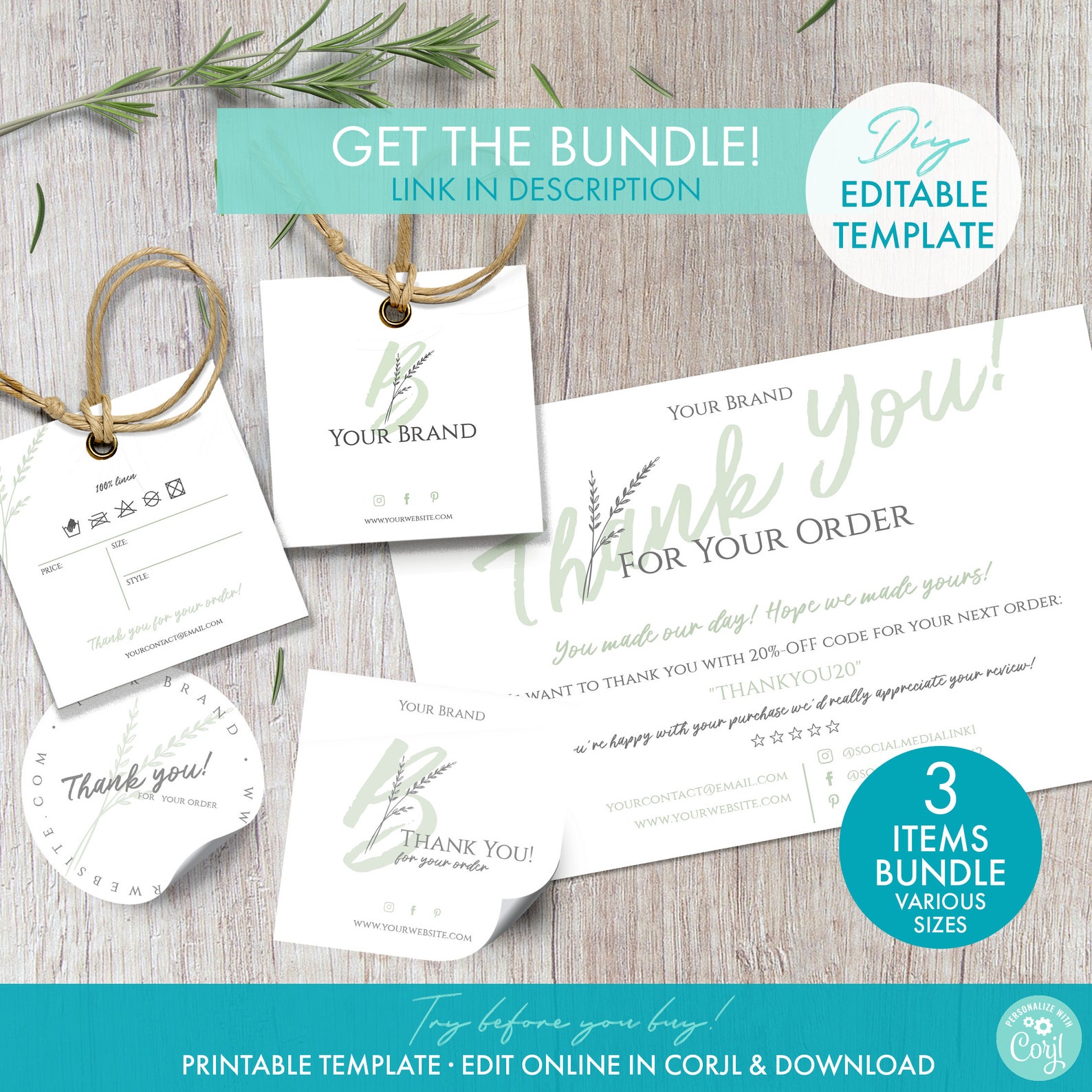 Editable Circle Sticker Template 4 Sizes & 8 Designs Printable Brand ...