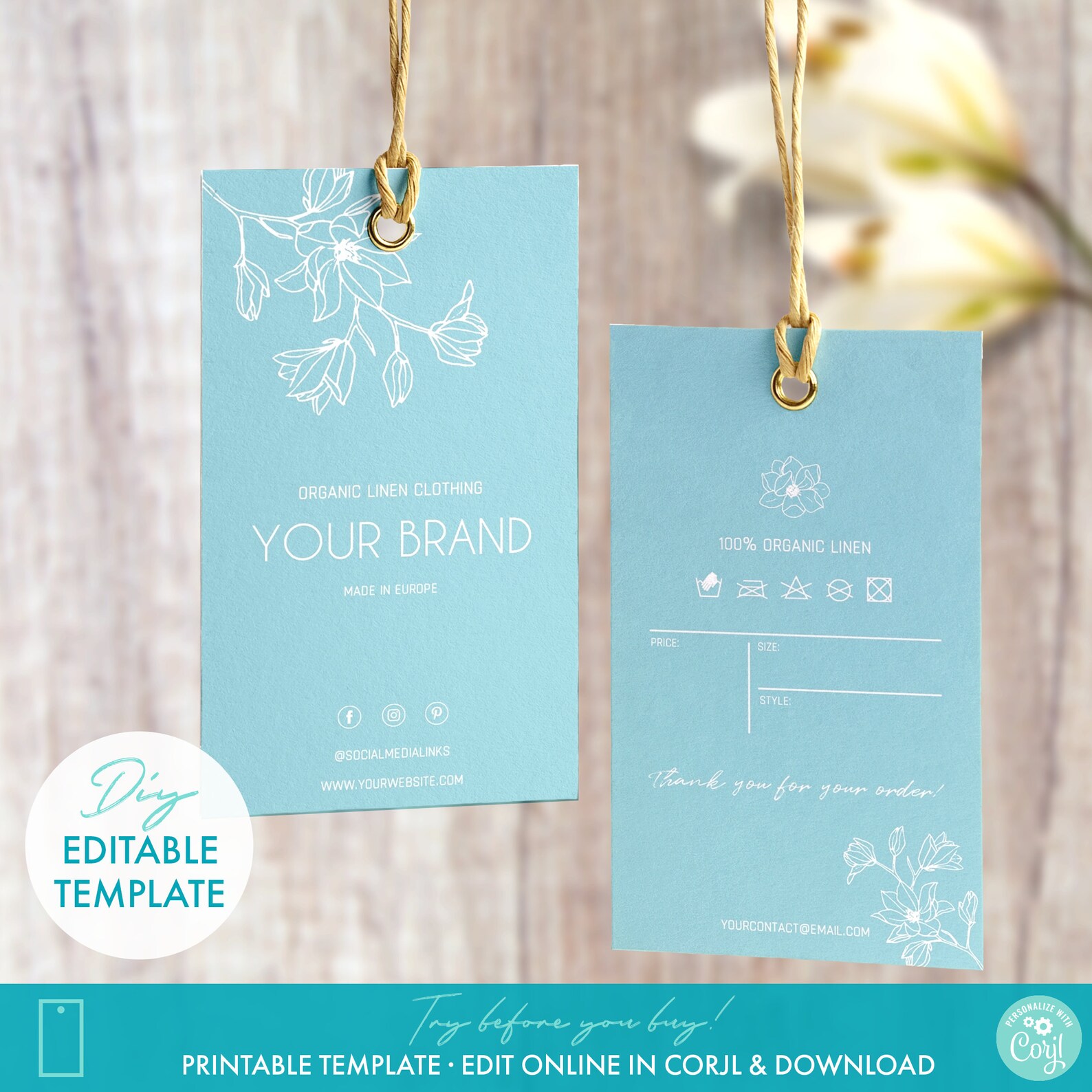 Printable Clothing Hang Tag Template Editable Floral Boutique - Etsy