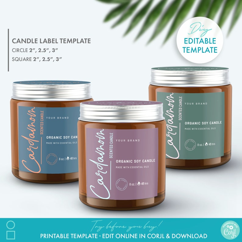 Elegant Editable Candle Jar Label Template 6 Sizes - Etsy