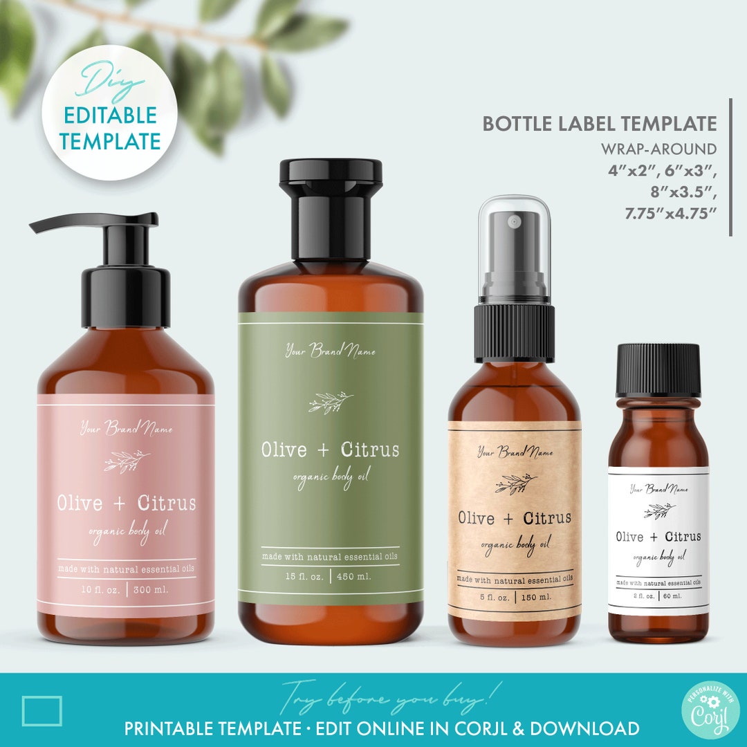 Fully Editable Floral Body Product Label Template (4 Sizes) - DIY ...