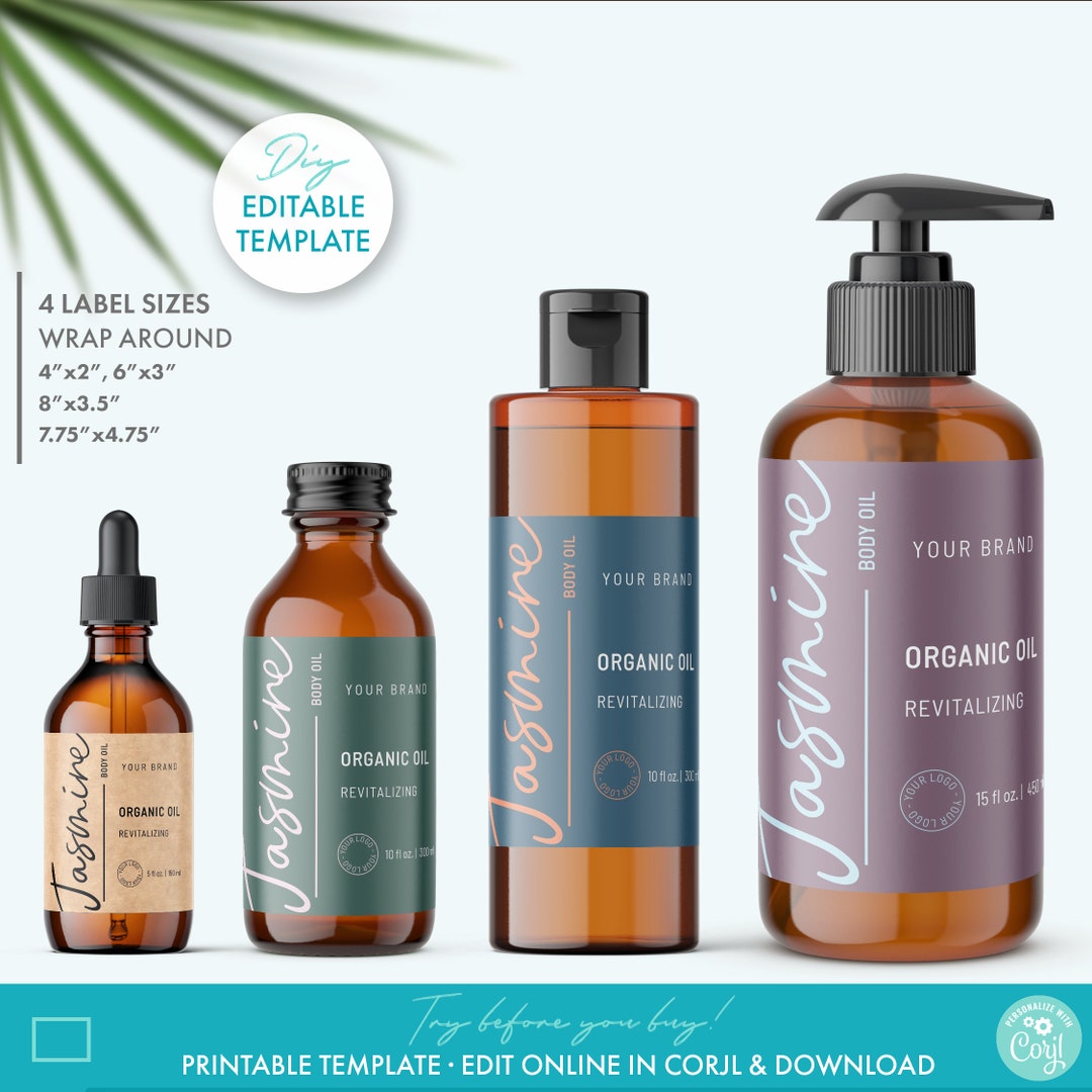 Fully Editable Body Product Label Template (4 Sizes) - DIY Elegant ...