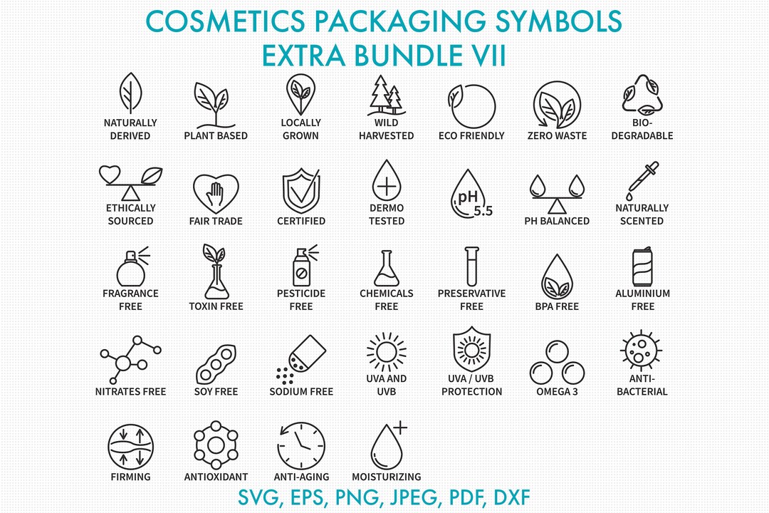 Cosmetics Packaging Icons SVG Bundle VII Eco Friendly Icons, Packaging ...