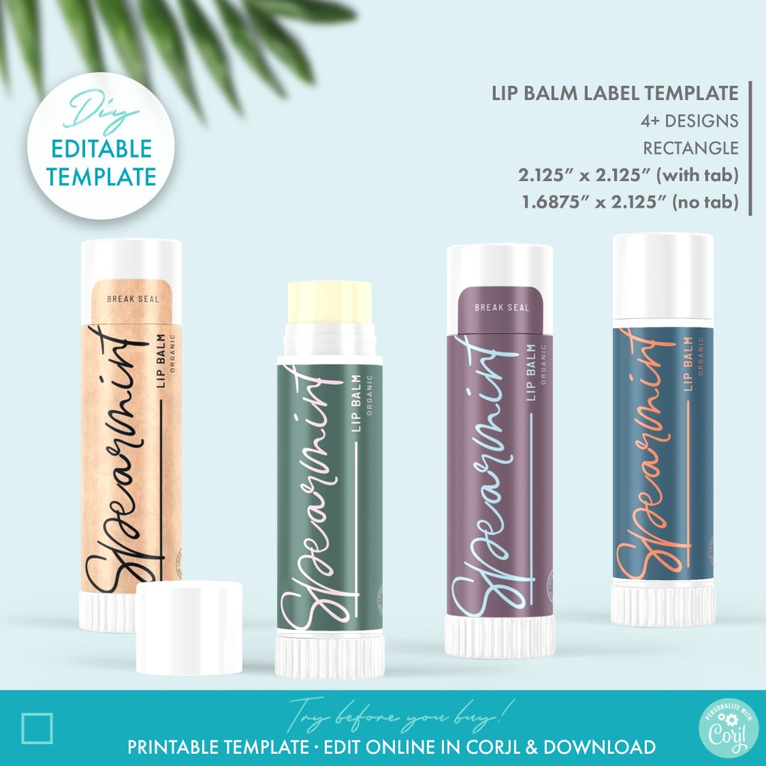 Printable Elegant Lip Balm Label Template - Editable Modern Chapstick ...
