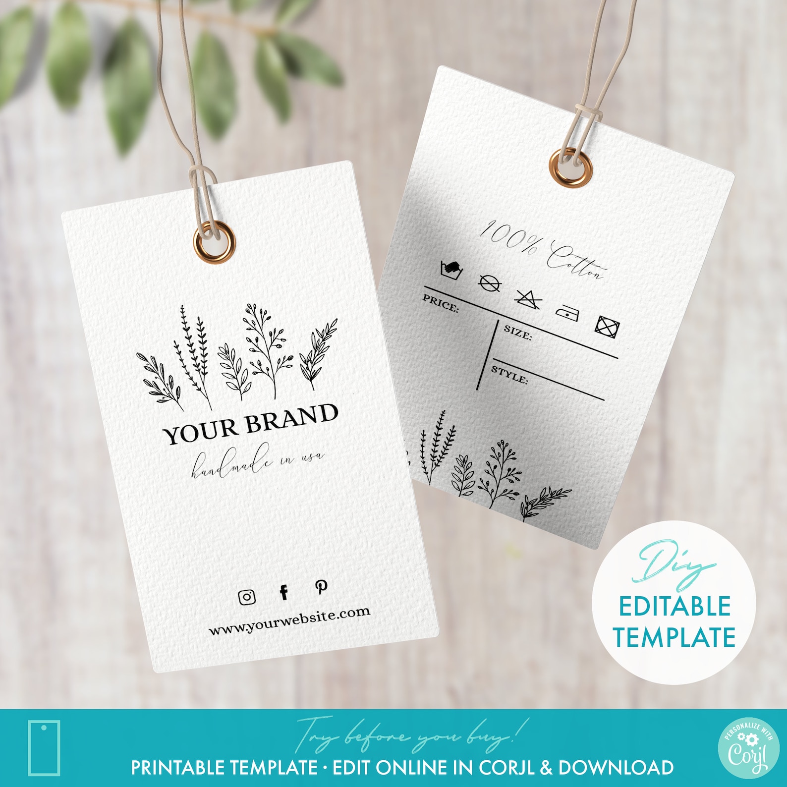 Editable Branding Templates Bundle Clothing Hang Tags Round - Etsy