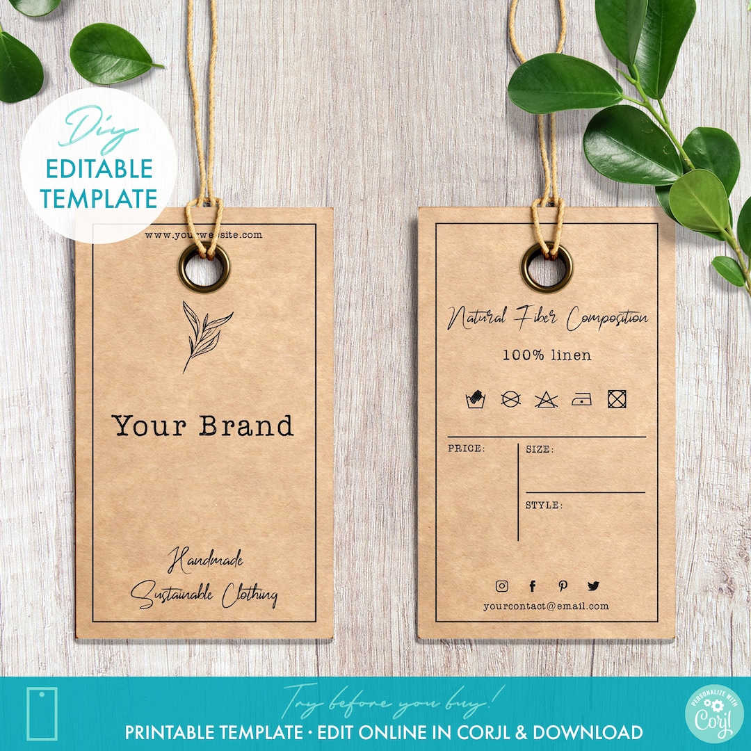 DIY Printable Clothing Hang Tag Template 2"x3.5" - Editable Clothing ...