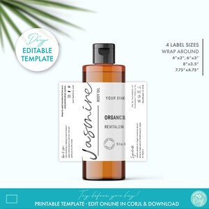Printable Body Product Bottle Label Template (4 Sizes) - DIY Elegant ...