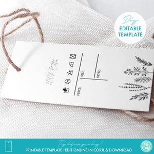 Editable Floral Clothing Hang Tag Template - Printable Clothing Price ...
