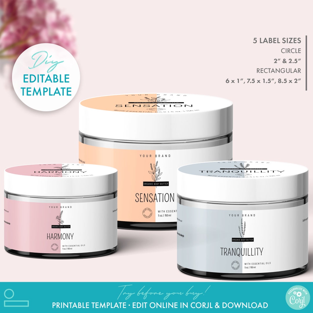 Editable Floral Cosmetic Jar Label Template (5 Sizes) - DIY Body ...
